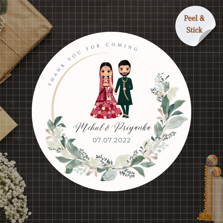 Elegant Green Personalised Return Gift Wedding Sticker – Nyota.shop