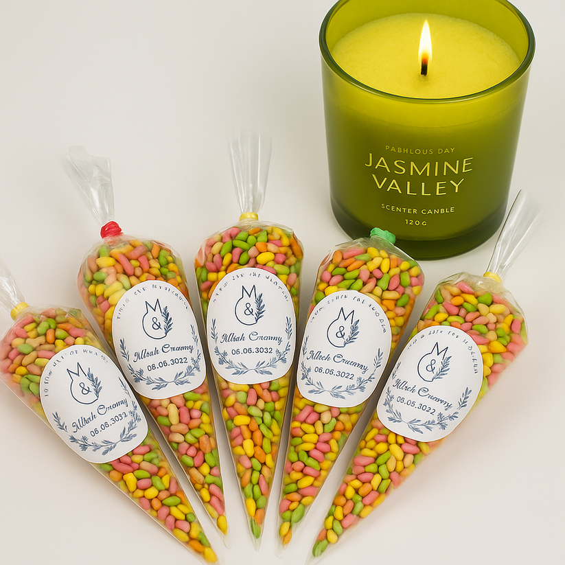 Saunf (Mouth-freshener) Cones Mehendi Favours with stickers – Nyota.shop