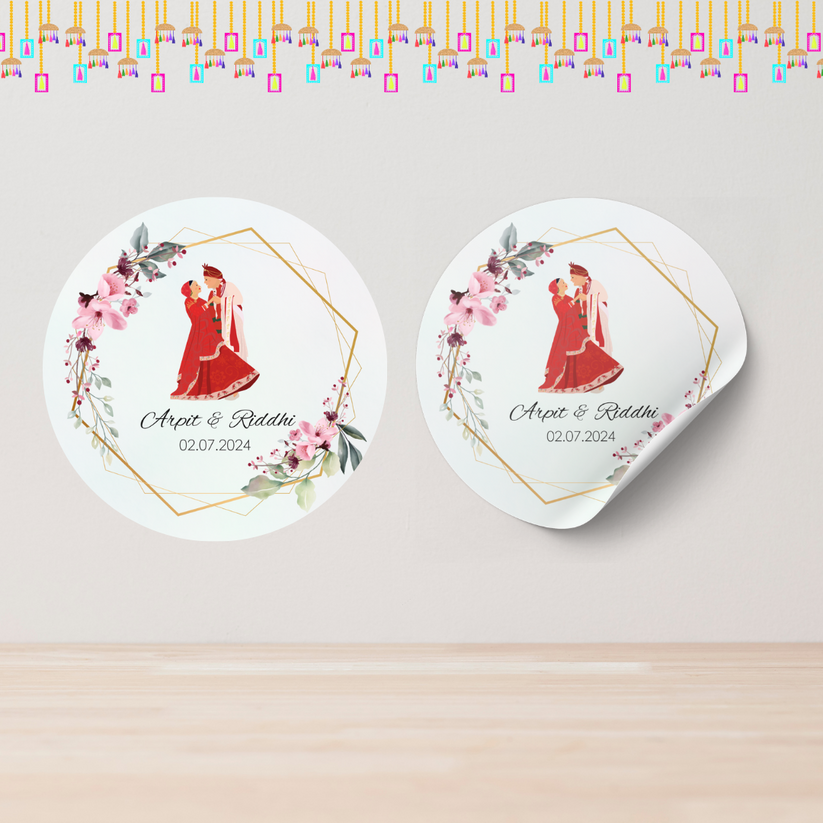 Red Floral Personalised Return Gift Wedding Sticker – Nyota.shop